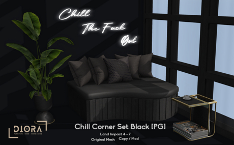 Second Life Marketplace - DIORA Chill Corner Set Black [PG]